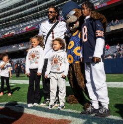 DERRICK ROSE AND MIEKA REESE CELEBRATE SON'S BIRTHDAY AT CHICAGO BEARS GAME